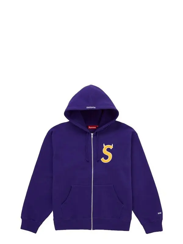 Supreme Devil Logo Zip Up Hooded Sweatshirt - Purple