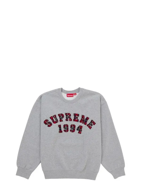 Supreme Plaid Arc Crewneck Sweatshirt - Heather Grey