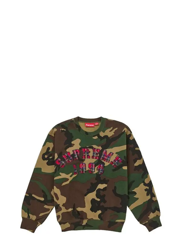 Supreme Plaid Arc Crewneck Sweatshirt - Woodland Camo