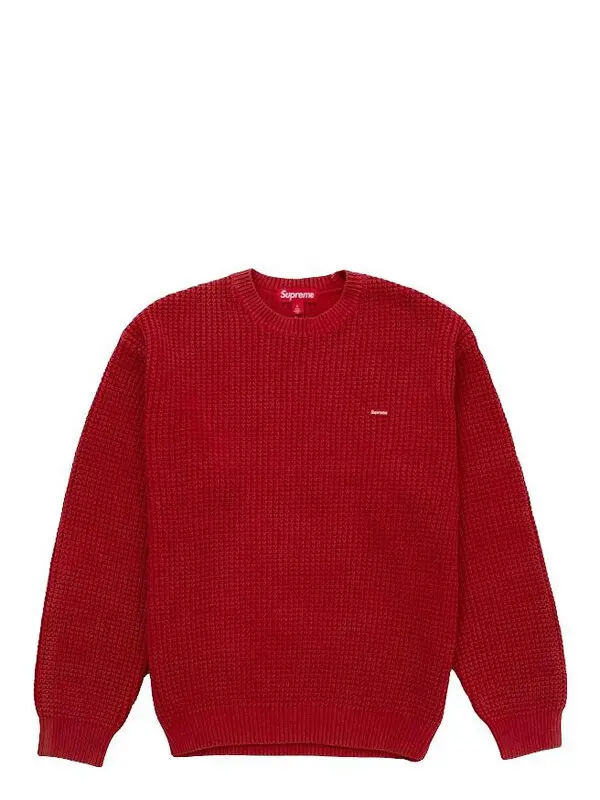 Supreme Washed Small Box Waffle Sweater - Red