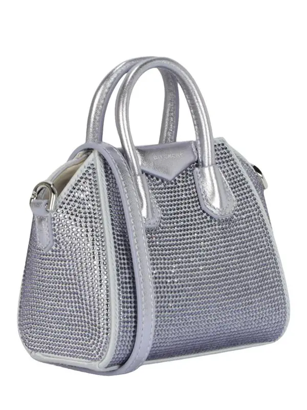 Givenchy Micro Antigona Bag In Satin With Strass - Lavender