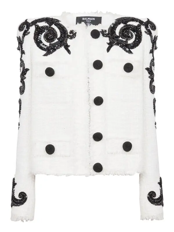 Balmain Paisley Tweed Jacket - White