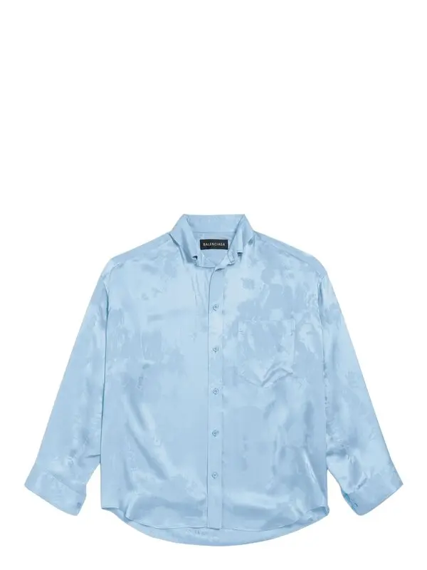 Balenciaga Washed Crayon Allover Cocoon Shirt - Blue