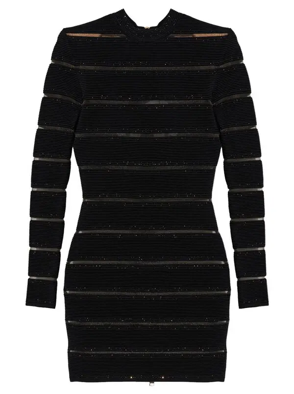 Balmain Sequined Mini Dress - Black