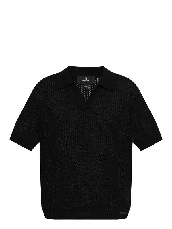 REPRESENT Polo Shirt With Appliqué Logo - Black