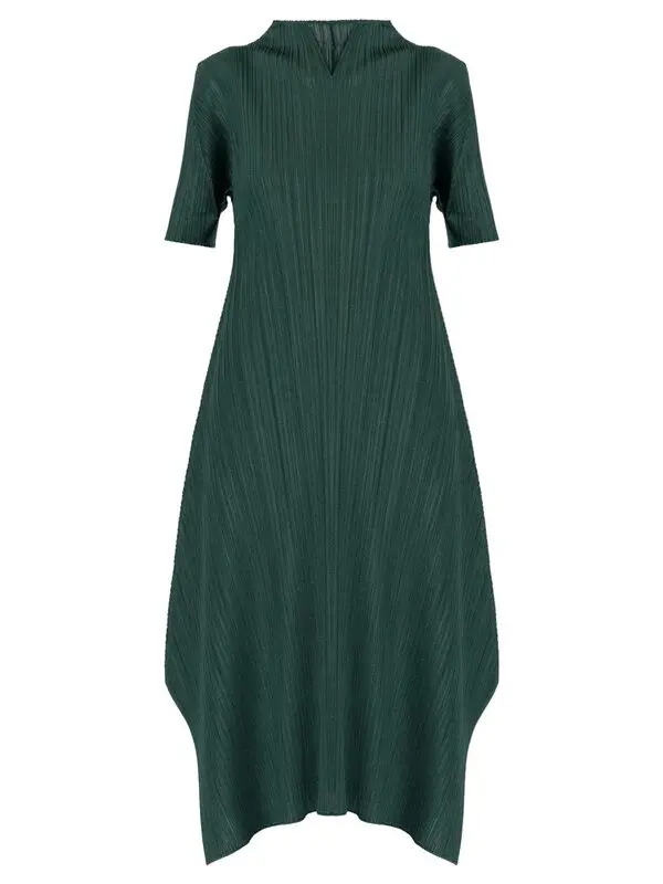 Issey Miyake Pleated Midi Dress - Green