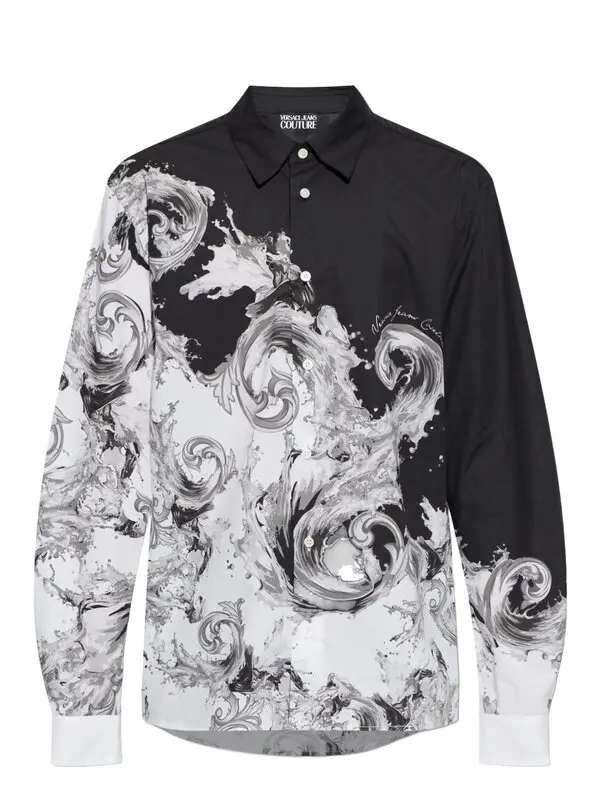 Versace Shirt With 'barocco' Print - Black