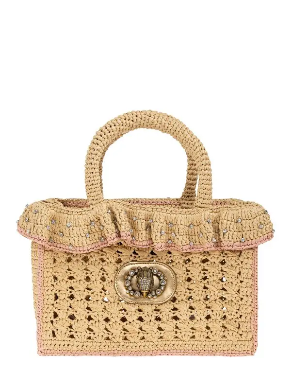 Kurt Geiger Chelsea Ruffle Raffia Top Handle Bag - Beige