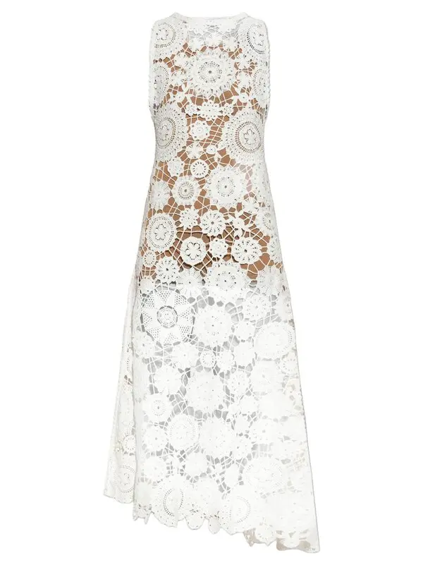 SELF-PORTRAIT Sleeveless Lace Maxi Dress - White