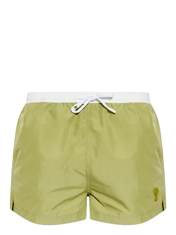 Ami Swim Shorts With Applique - Green
