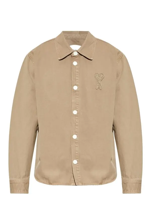 Ami Denim Jacket With Patch - Beige