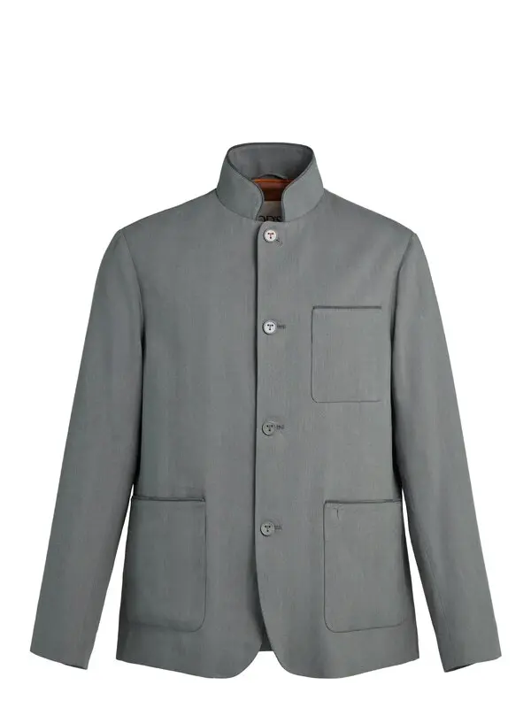 TOD'S Castello Jacket In Linen And Silk - Grey