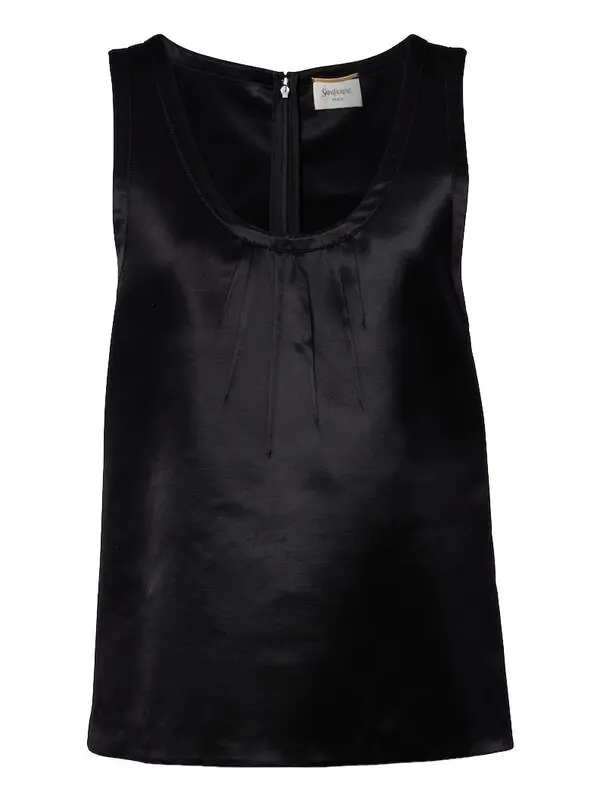 Saint Laurent Cassandre Satin Top - Black