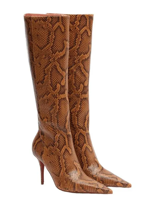 Amina Muaddi Barbara Leather Knee-high Boots - Brown