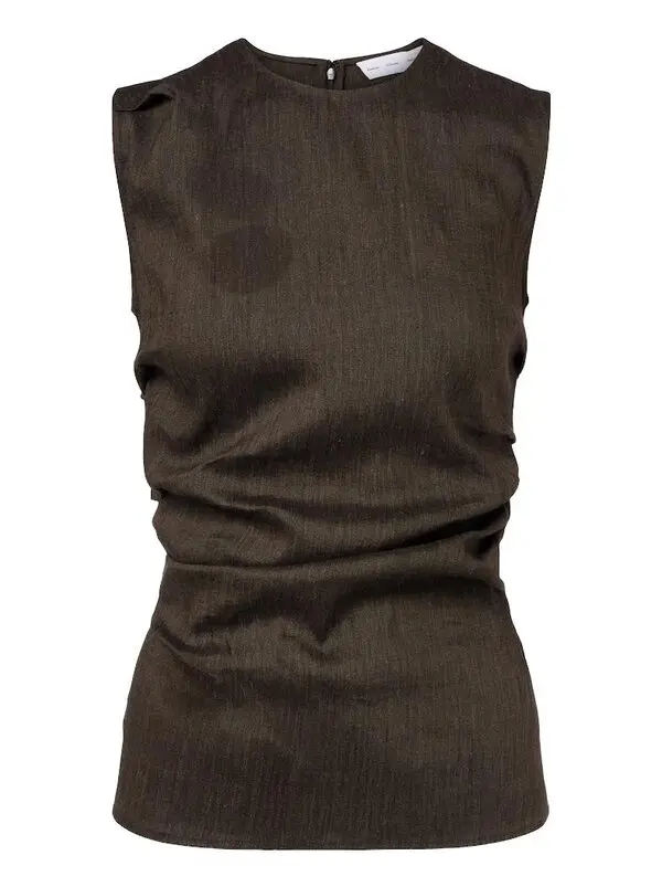 Proenza Schouler Anoushka Draped Linen-blend Slub Top - Brown