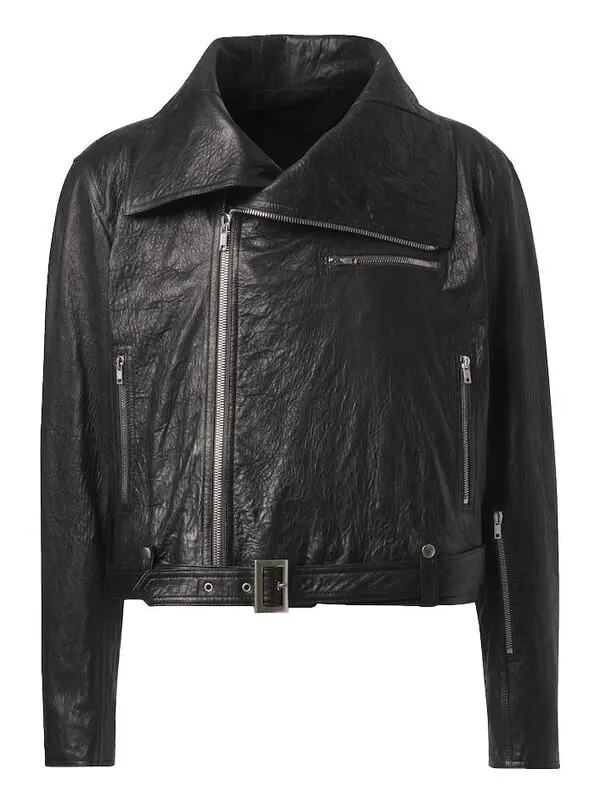 Rick Owens Dracubiker Belted Leather Jacket - Black