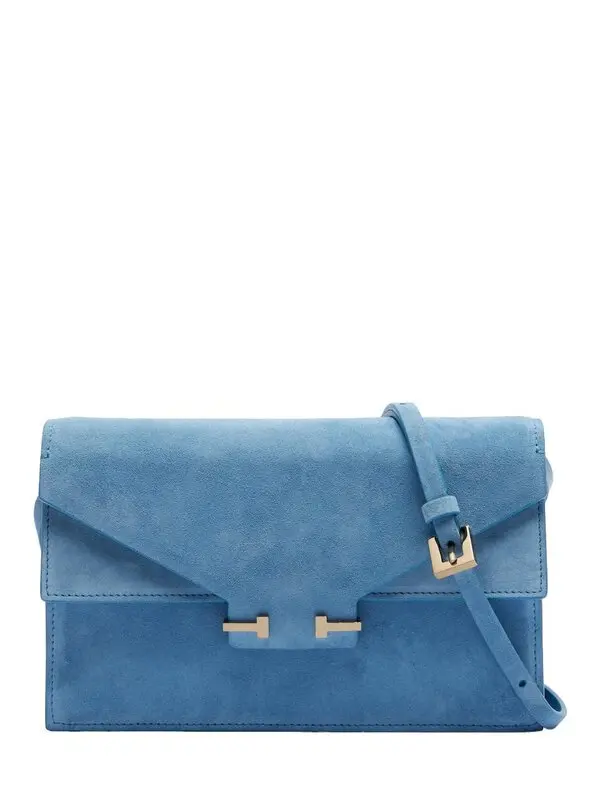 TOM FORD Aube Mini Suede Crossbody Bag - Blue