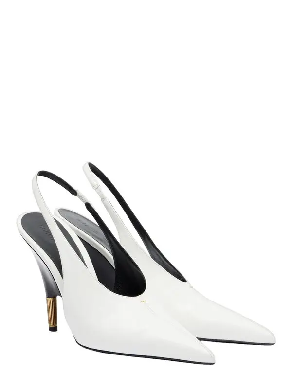 Khaite Bella 100 Leather Slingback Pumps - White