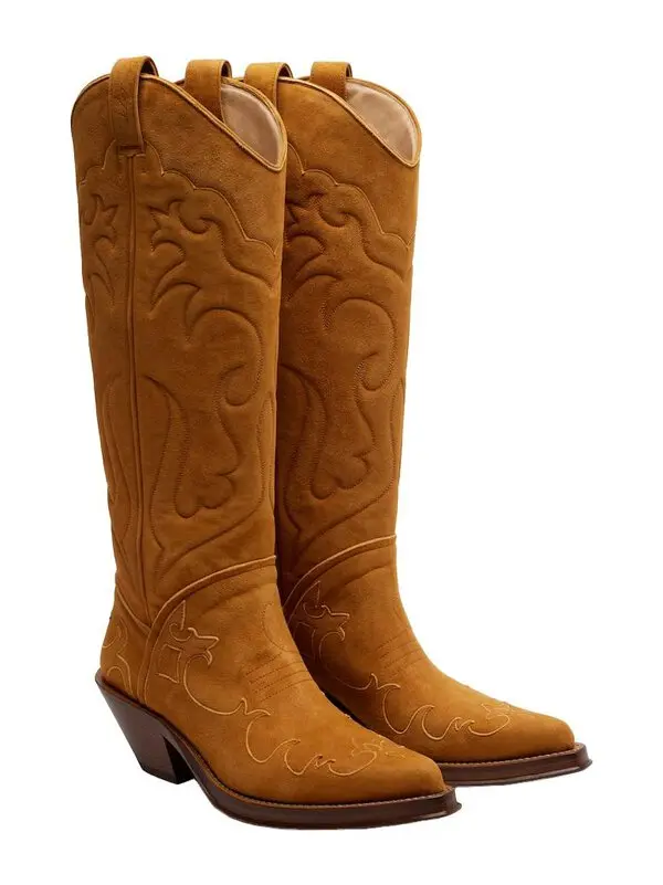 Gabriela Hearst Capitana Suede Cowboy Boots - Brown