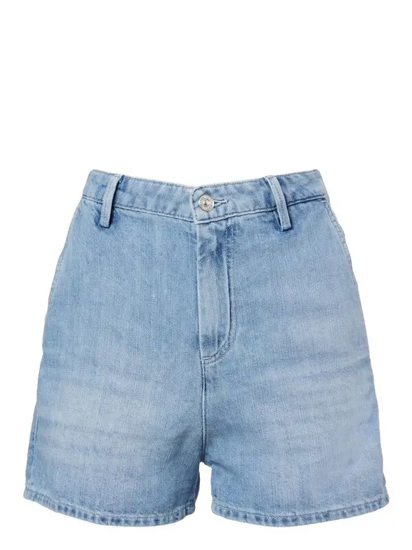 7 For All Mankind Cotton And Linen Denim Shorts - Blue