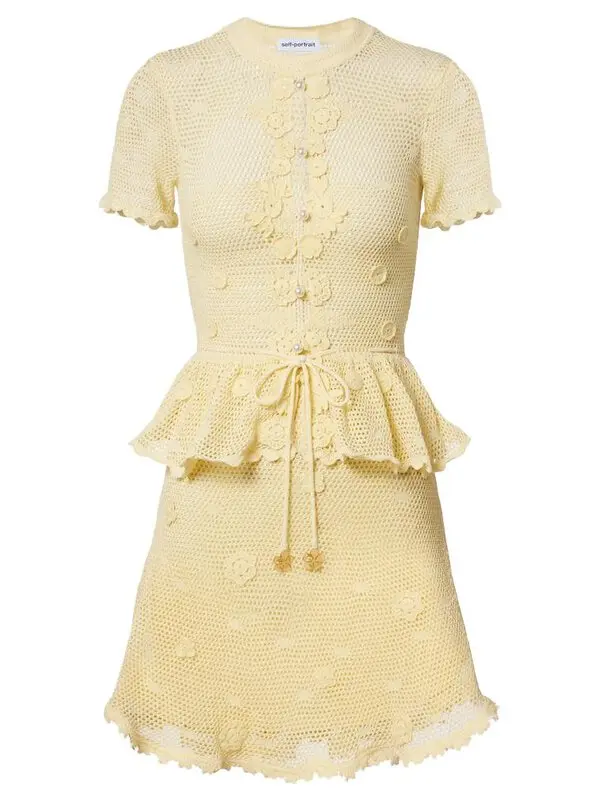 SELF-PORTRAIT Embellished Minidress - Yellow