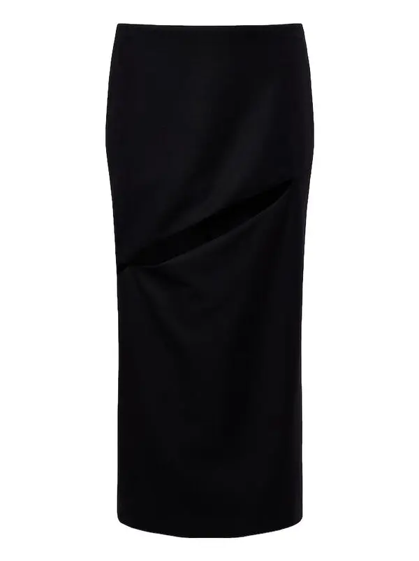 JIL SANDER Cutout Wool And Mohair Midi Skirt - Black