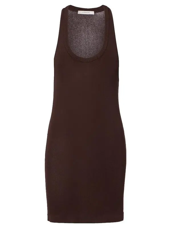 LEMAIRE Ribbed Crêpe Minidress - Brown