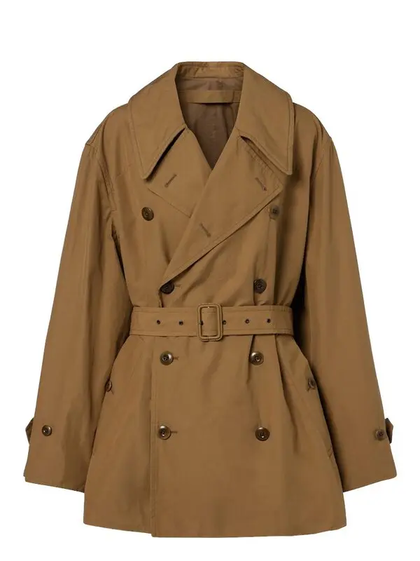 LEMAIRE Oversized Cropped Cotton Trench Coat - Green