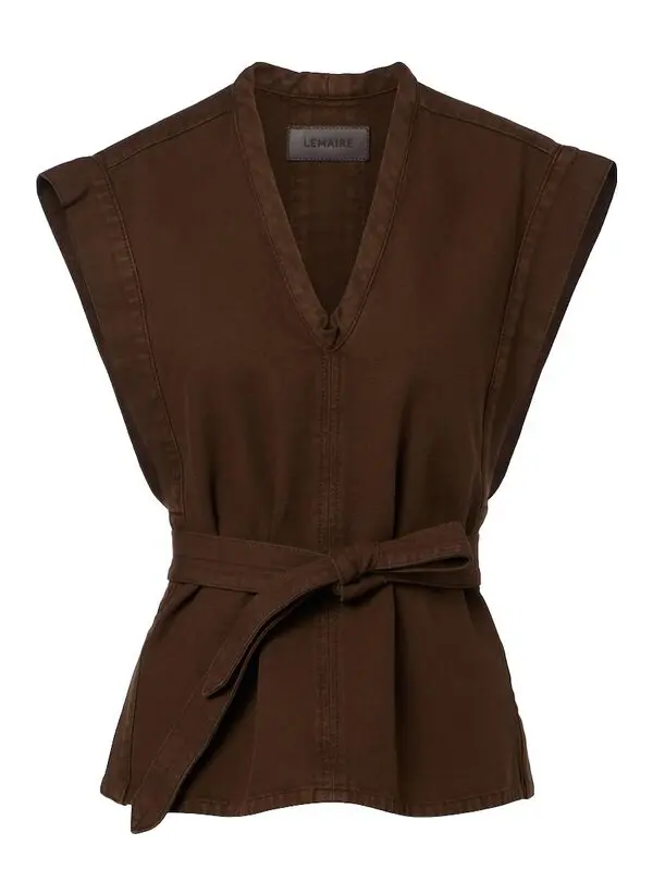 LEMAIRE Belted Cotton Twill Top - Brown