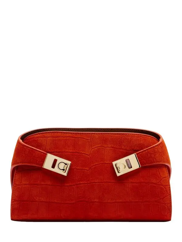 FERRAGAMO Hug Mini Suede Crossbody Bag - Orange
