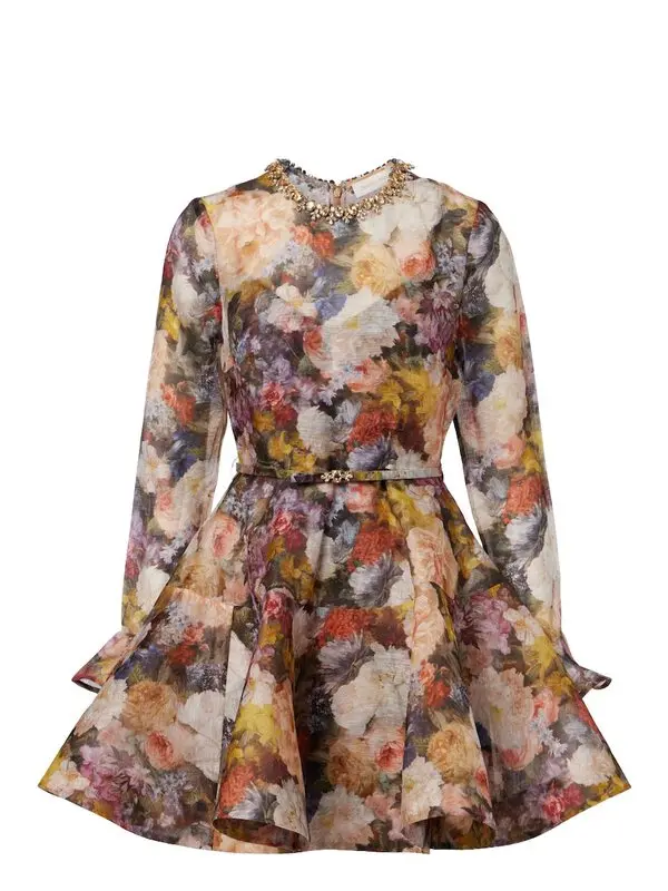 Zimmermann Alchemy Peplum Linen And Silk Minidress - Multicoloured