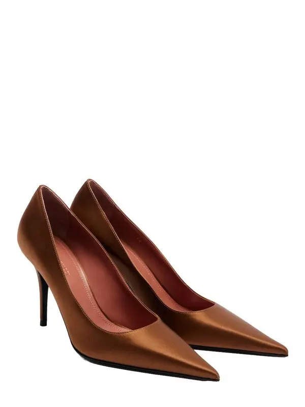 Amina Muaddi Barbara Satin Pumps - Brown