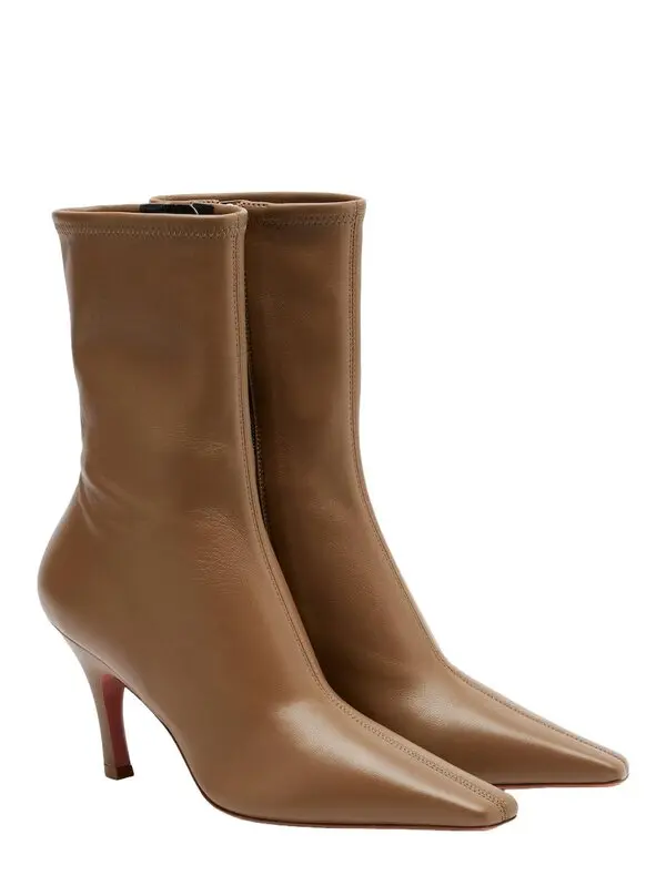 Amina Muaddi Jamie Leather Ankle Boots - Brown