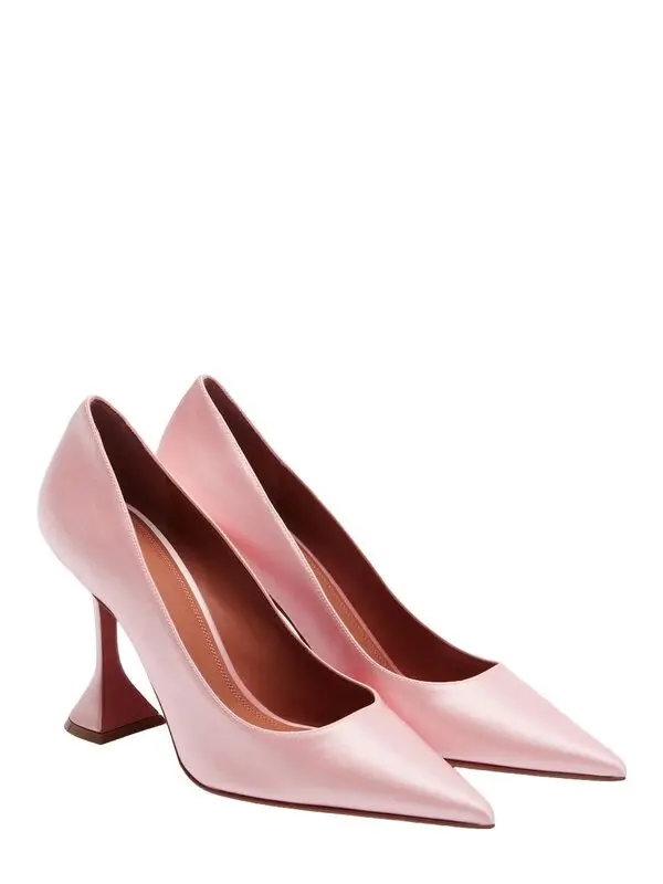 Amina Muaddi Ami Satin Pumps - Pink