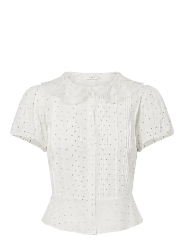 DÔEN Oleta Polka-dot Top - White
