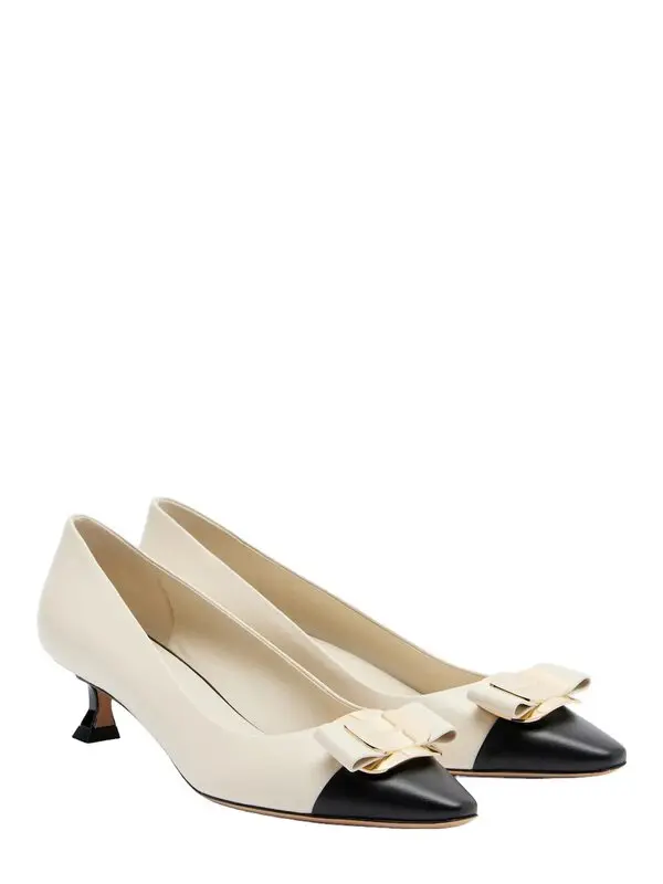 FERRAGAMO Zelma Bow-detail Leather Pumps - White