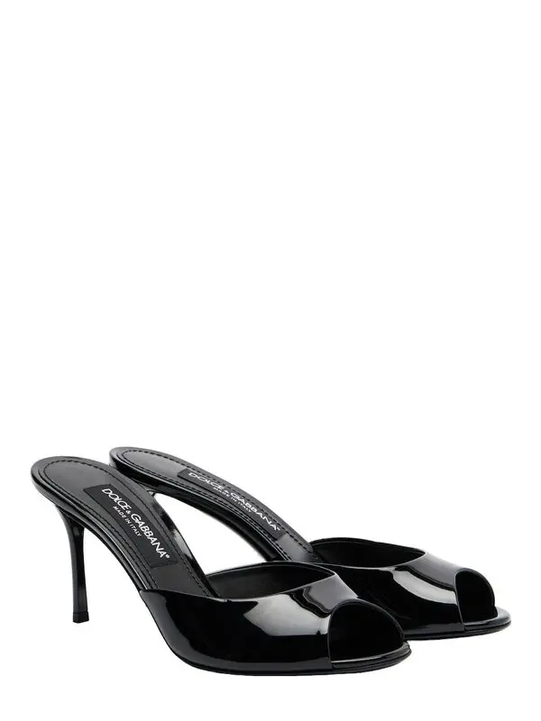 Dolce & Gabbana Keira Patent Leather Mules - Black