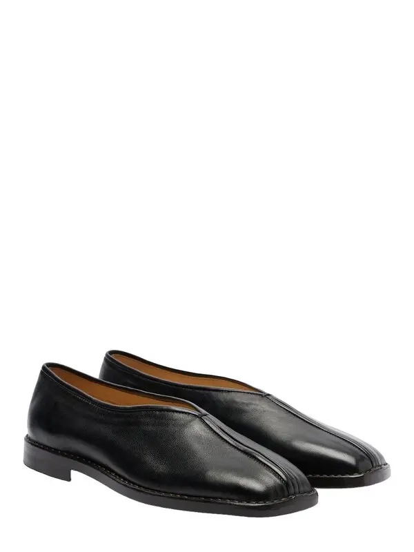 LEMAIRE Piped Leather Slip-on Shoes - Black