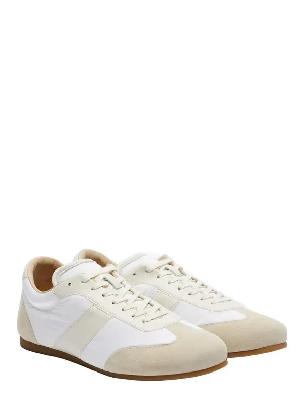 LEMAIRE Soft Suede-trimmed Lace-up Sneakers - White
