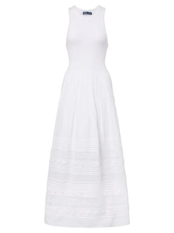 Polo Ralph Lauren Lace-trimmed Cotton-blend Maxi Dress - White