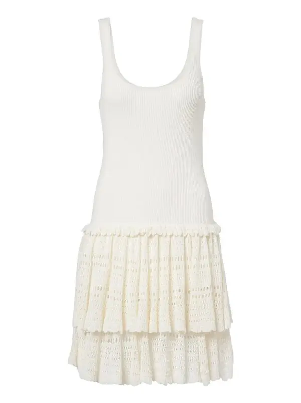 Polo Ralph Lauren Crochet Ribbed-knit Minidress - White