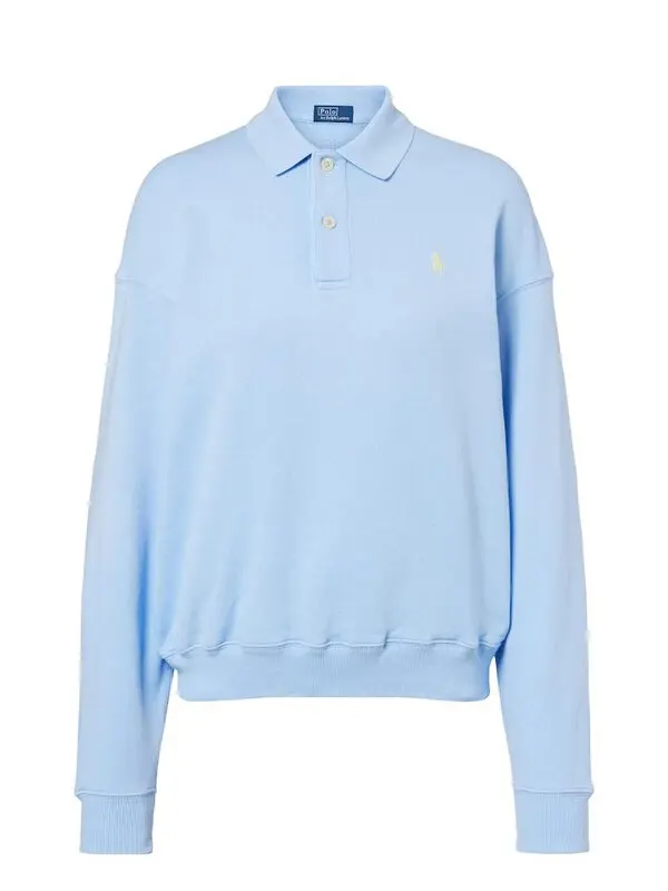 Polo Ralph Lauren Cotton-blend Fleece Polo Sweatshirt - Blue