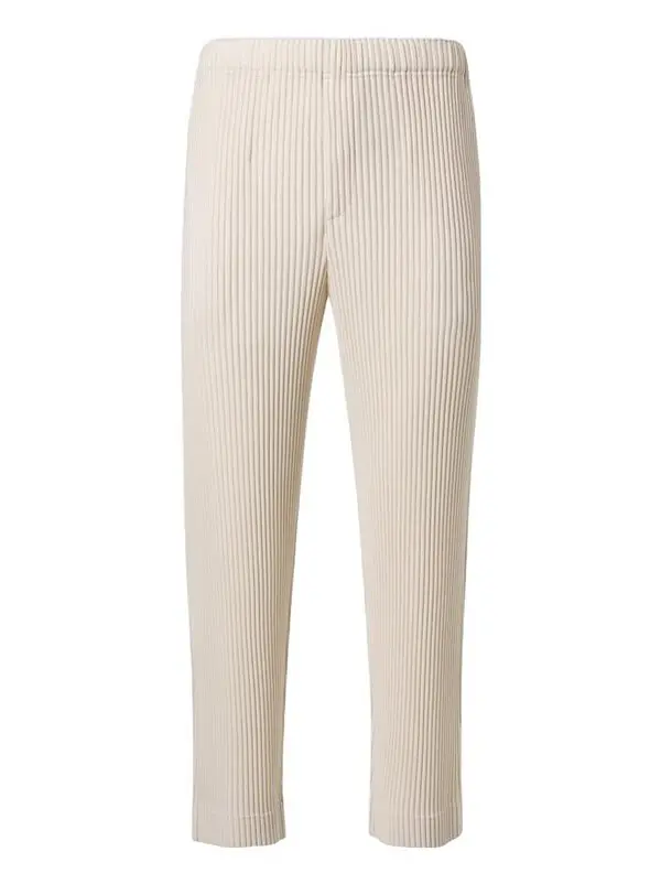 Issey Miyake Tuxedo Pleats Straight Pants - Beige