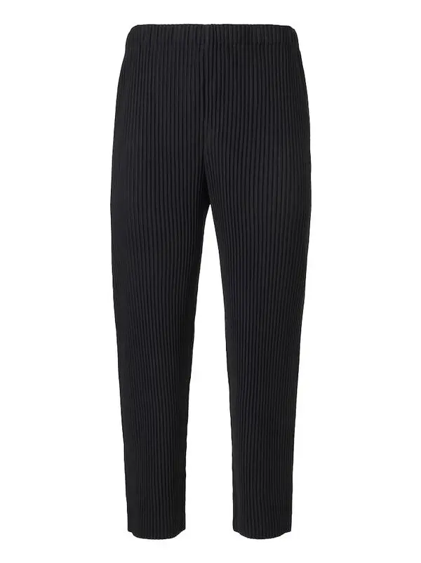Issey Miyake Homme Plissé Tuxedo Pleats Straight Pants - Black