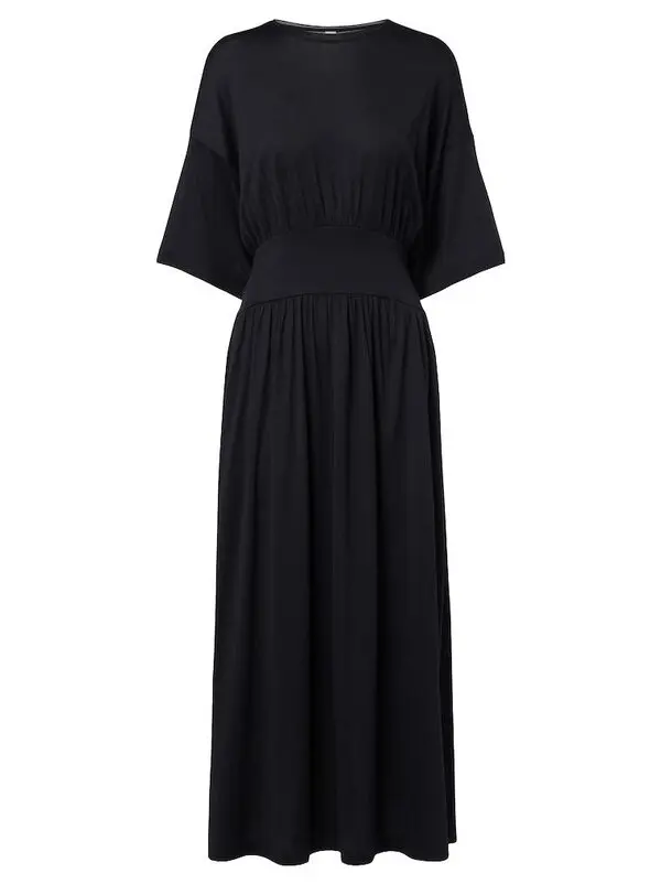 TOTEME Cotton And Silk Midi Dress - Black