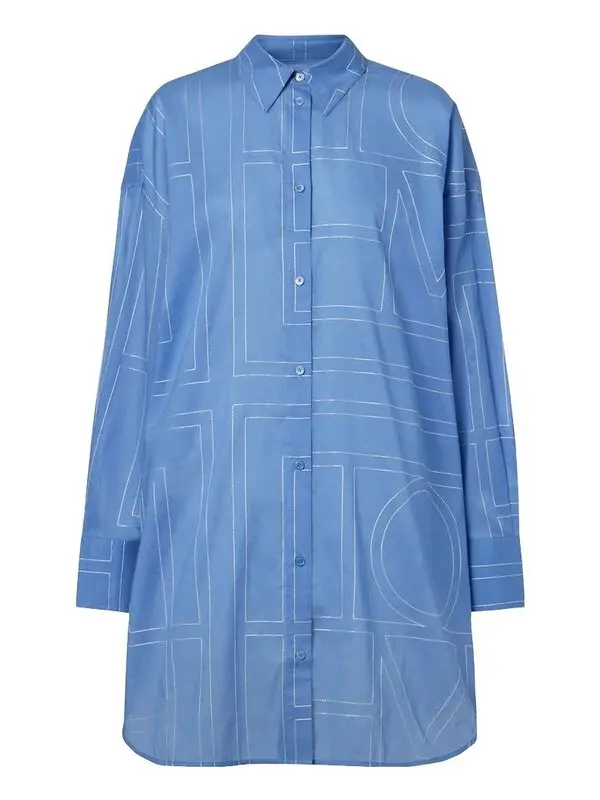 TOTEME Embroidered Cotton-blend Shirt - Blue