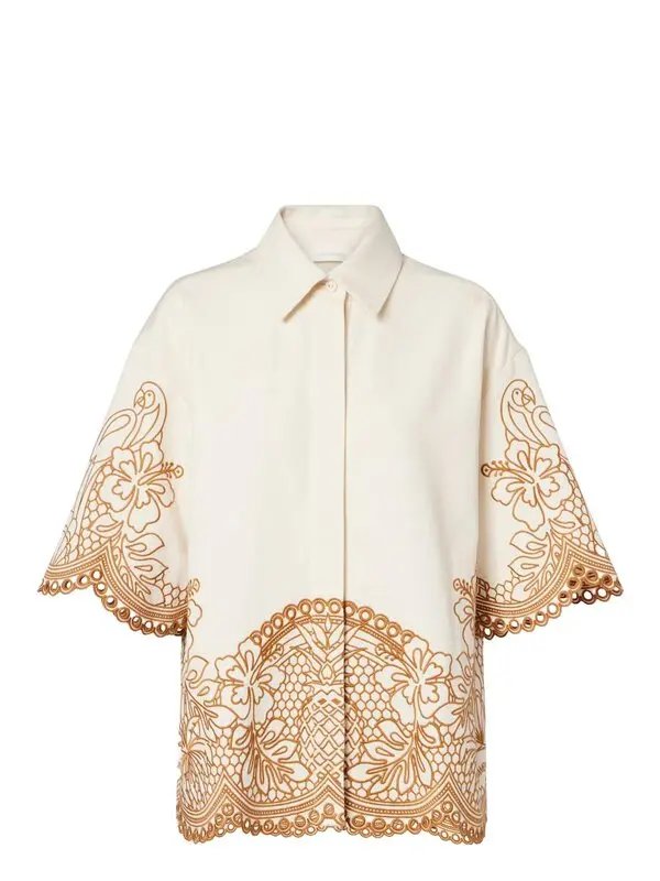 Zimmermann Como Embroidered Cotton Shirt - White