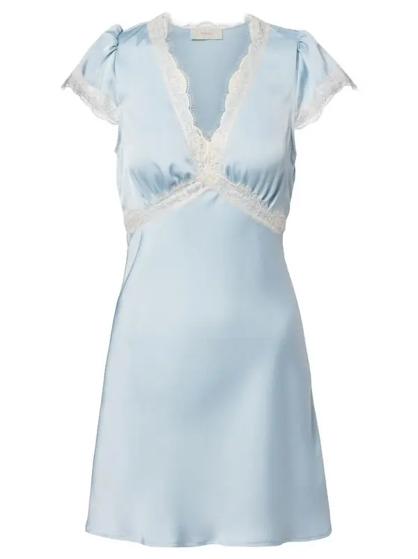 Faithfull The Brand Verena Lace-trimmed Satin Mini Dress - Blue