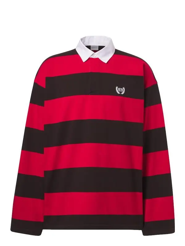Balenciaga Oversized Striped Cotton Jersey Polo Shirt - Brown