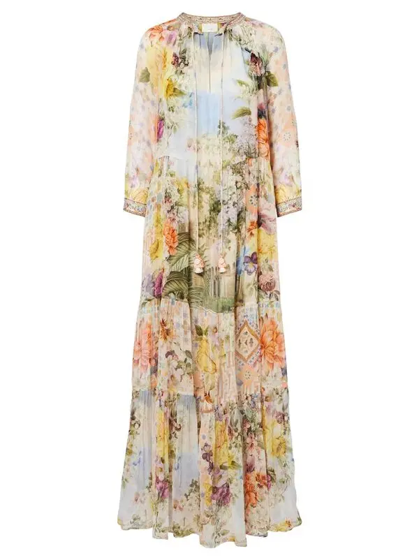 Camilla Embellished Printed Silk Maxi Dress - Multicoloured